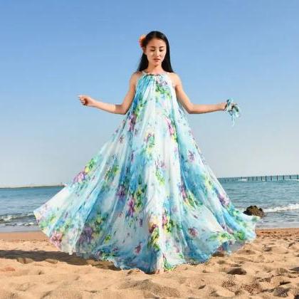 Elegant Floral Beach Maxi Dress For Women on Luulla