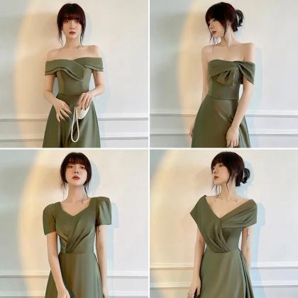Elegant Olive Green Convertible Floor-length Dress on Luulla