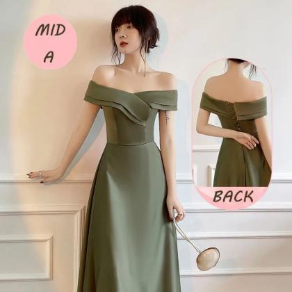 Elegant Olive Green Convertible Floor-length Dress on Luulla