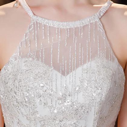 Elegant Lace Halter Neck Bridal Wedding Gown on Luulla