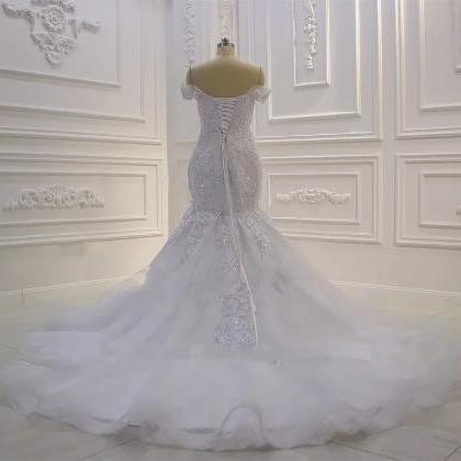 Off-shoulder Lace Mermaid Bridal Gown With Train on Luulla