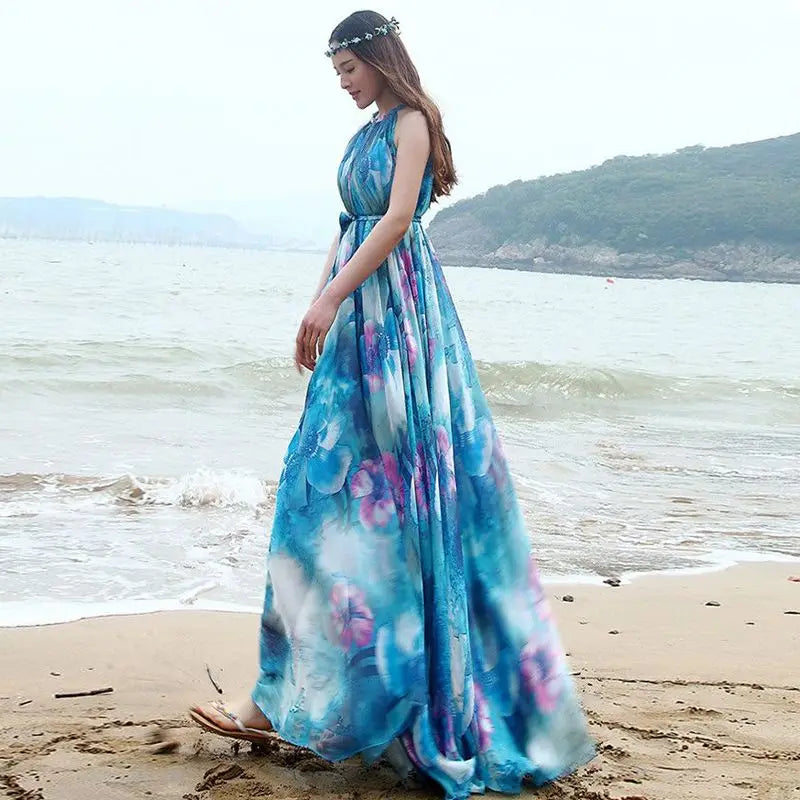Elegant Floral Beach Maxi Dress For Women on Luulla
