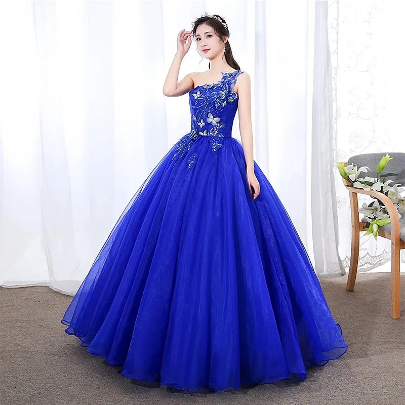 Royal Blue Elegant Floral Embroidered Ball Gown on Luulla