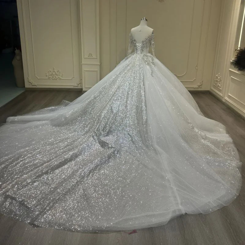 Stunning Silver Bridal Gown With Glitter Details on Luulla
