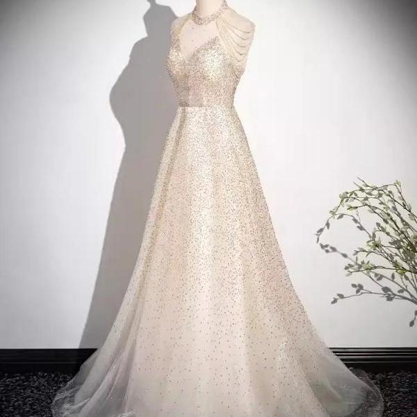 Stunning White Gown With Glimmering Sequin Details on Luulla