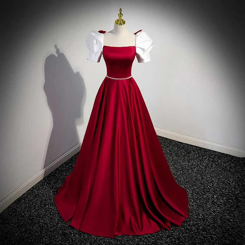 Elegant Red Satin Ball Gown Dress on Luulla
