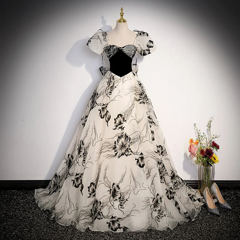 Elegant Floral Print Evening Gown For Women on Luulla