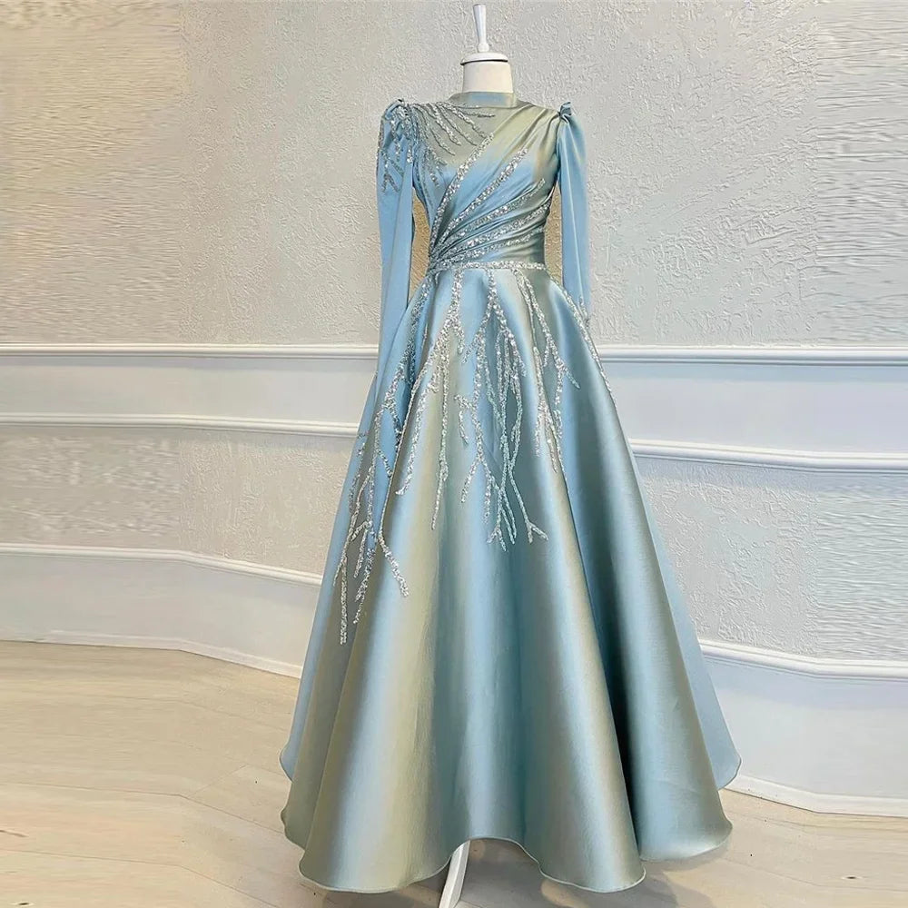 Stunning Satin Gown With Beaded Detailing on Luulla