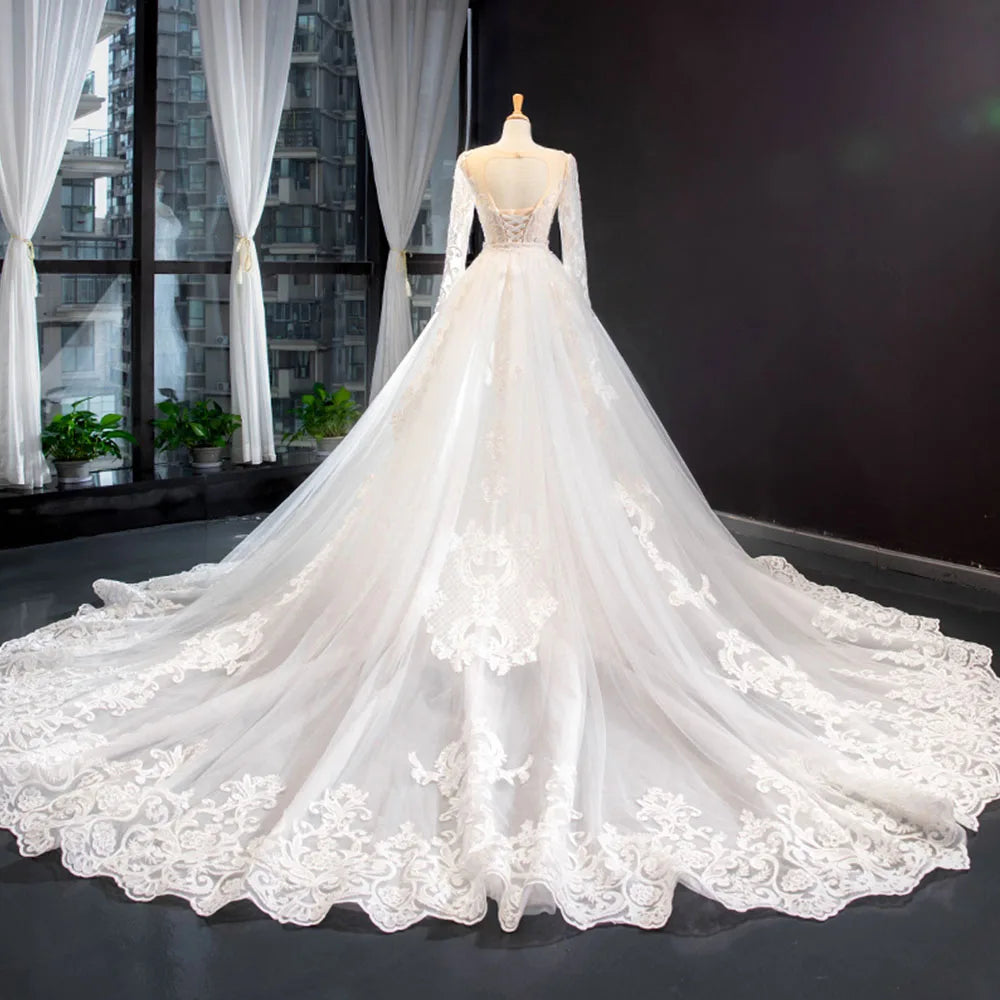 Exquisite Lace Long-sleeve Bridal Gown With Train on Luulla